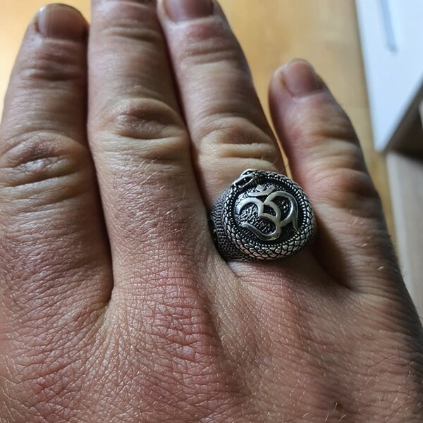 Om Ouroboros Ring 925 STERLING SILVER 925 AUM Om Talisman Protective ...