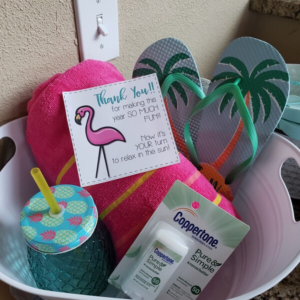 Teacher Gift, DIGITAL Printable, Thank You, Pink Flamingo, End of Year ...