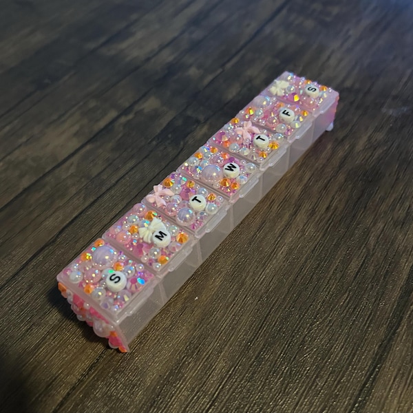 Custom Bedazzled Pill Case | 7-day Travel Organizer - Etsy
