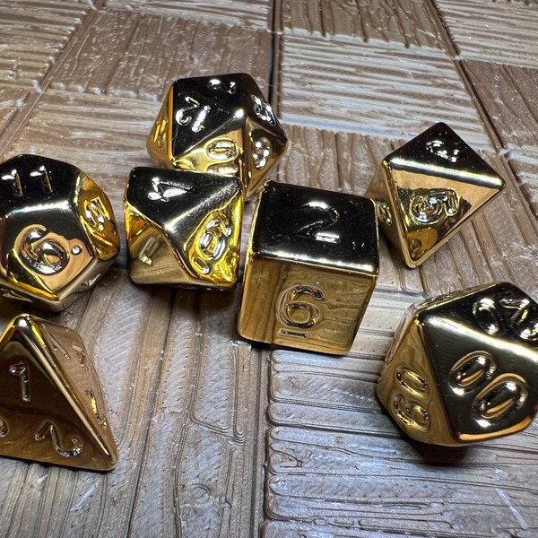 Gold Chrome Dnd Dice Set for Dungeons and Dragons | D20 TT RPG ...