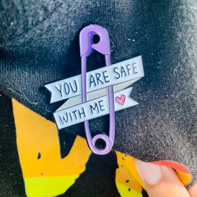Safe With Me Safety Pin Enamel Lapel Pin / Buy 3 Pins Get 1 Free With ...