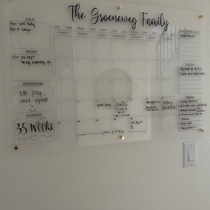 Acrylic Family Planner Personalized Monthly Calendar Dry Erase Board ...