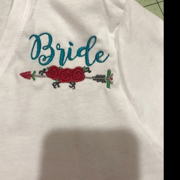Floral Arrow Bride Wedding Embroidery Design - Instant Download - Etsy