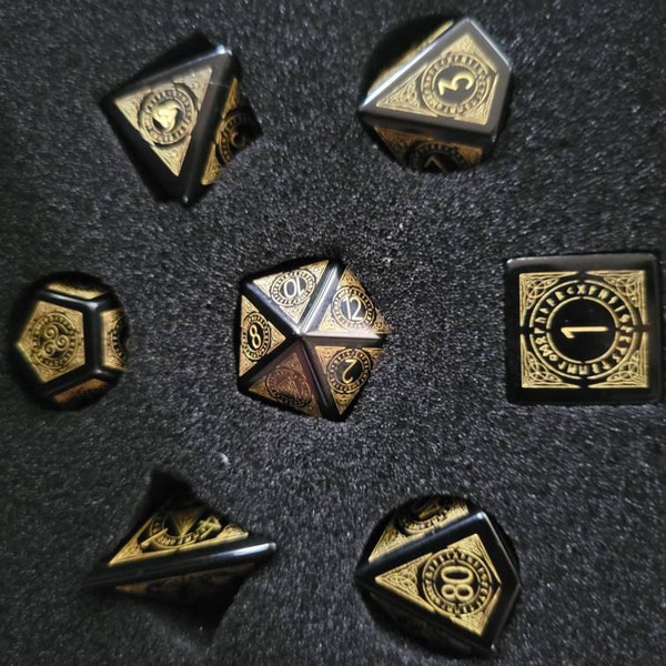 Full Set Obsidian Polyhedral Dice Set Set Warlock Style - Dungeons and ...