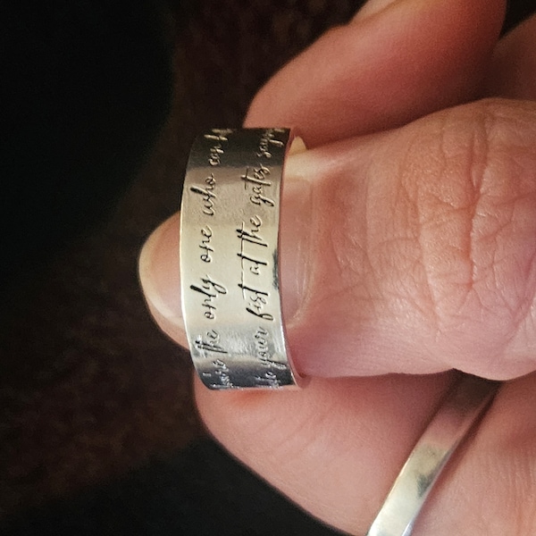Custom Handwriting Ring • Wide Handwriting Band in Sterling Silver ...