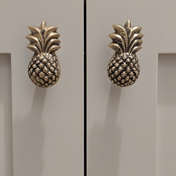 4 X Solid Brass, Tropical, PINEAPPLE, Cabinet Furniture, Kitchen, Drawer, Handle, Knob, Pulls ...