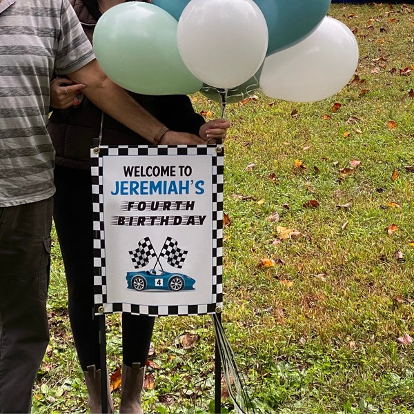 Race Car Birthday Poster, Racecar Birthday Party, Car Party Decorations ...