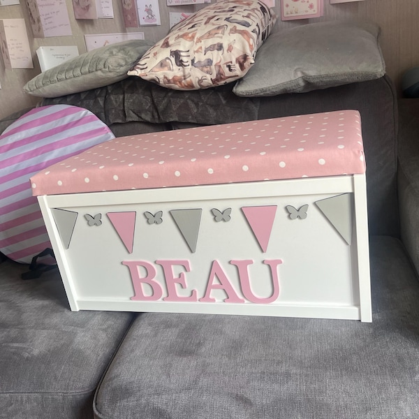 Personalised Toy Box, Cushion Top, Named Box - Etsy UK