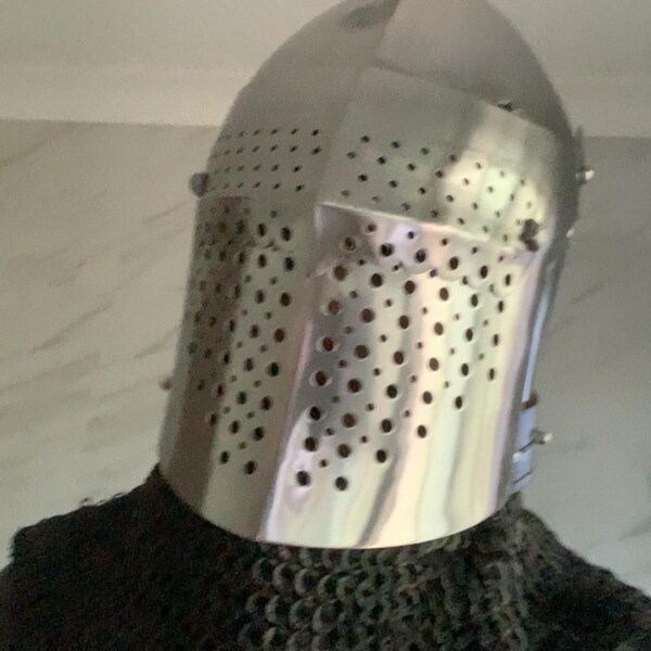 18 Gauge Medieval Heavy Burgonet Helmet Medieval Viking Helmet Knight ...