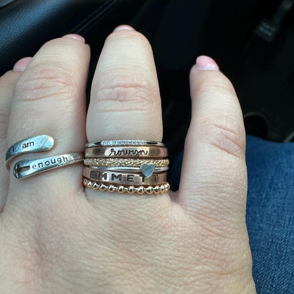 Ring Set Gift for Mom Stackable Rings Personalized Name Rings 14k Gold ...