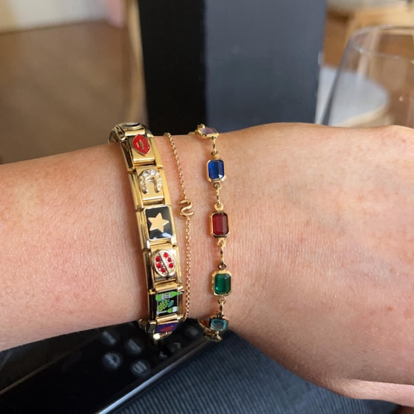 Gold Italian Bracelet, Custom Gold Italy Charms, Personalized Italian ...