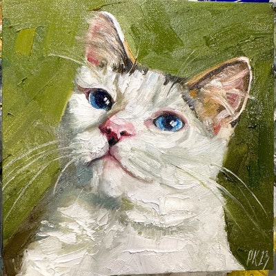 Custom Cat Portrait Oil Painting Pet Portrait Canvas Custom Pet ...
