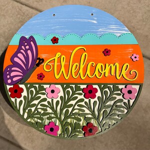 Hello Sunflower DIY Round Door Sign / Welcome Door Hanger / Hi Door DIY ...