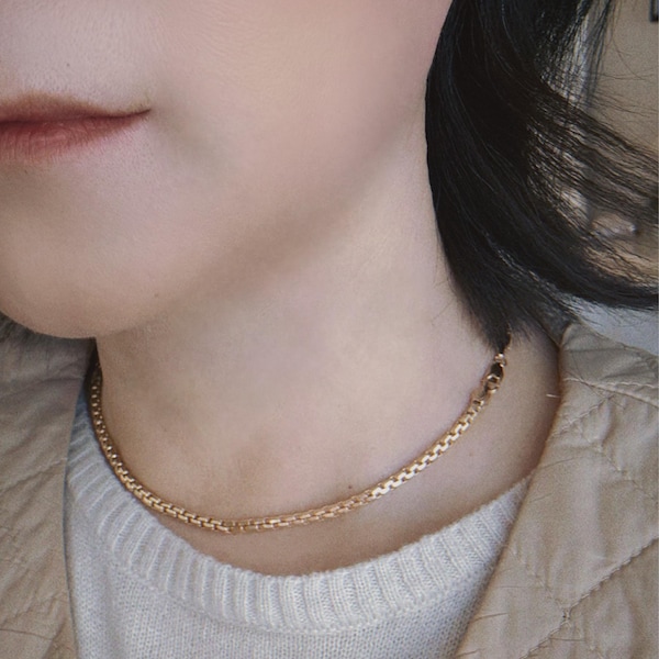 18K Real Gold Box Chain Bracelet: Yellow Gold, 2-5mm - Etsy