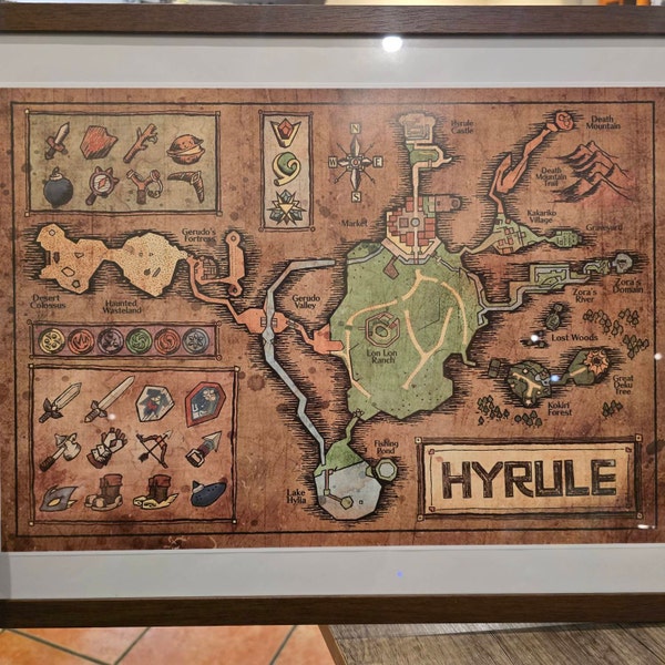 Map of Hyrule From Legend of Zelda, Ocarina of Time - English or Hylian ...