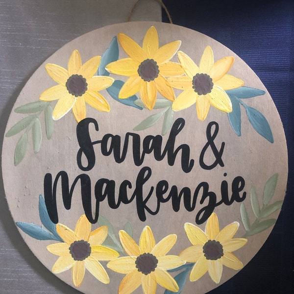 Dorm Room Door Sign- Dorm Room Name Sign- Round Sign Door Hanger ...