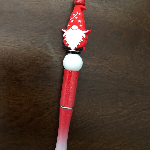 Gnome Pen | Holiday Gnome Pen | Cute Gnome Pen | Silicone Beaded Pen | Beaded Pen | Holiday Pens ...