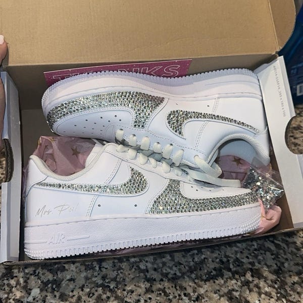 Rhinestone Air Force 1s | Swooshes and Toe Box | Bling Bedazzled Shoes ...