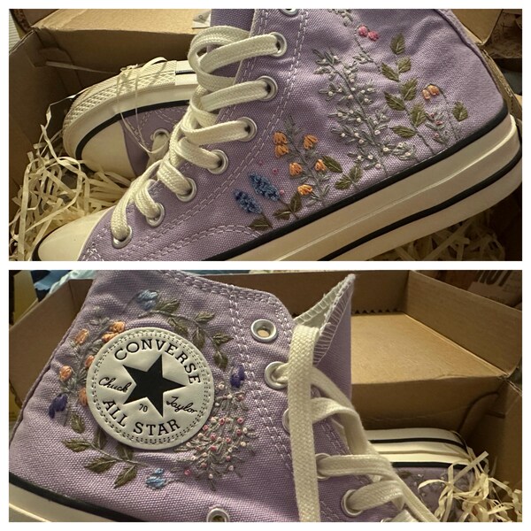 Embroidered Converse Mushroom and Frog, Converse High Tops Chuck Taylor ...