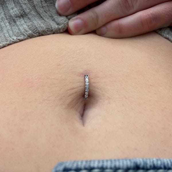 Implant Grade Titanium Hinged Hoop With Pave Square CZ 16g Belly Button ...