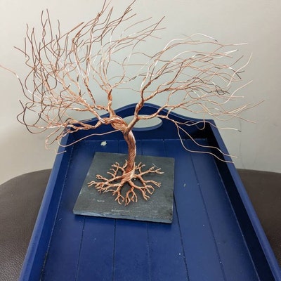 Copper Weeping Willow Wire Tree Sculpture, Metal Tree of Life Sculpture ...