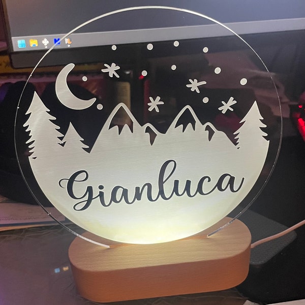 Mountains Custom Name Light Personalized Bedroom LED Cloud Decor Sign ...