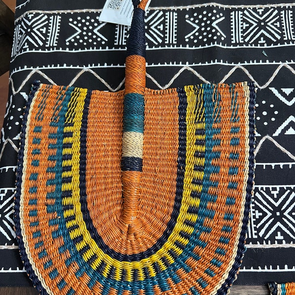 African Fan | Handwoven Fan | Decorative Fan | African Wall Fan | Straw ...