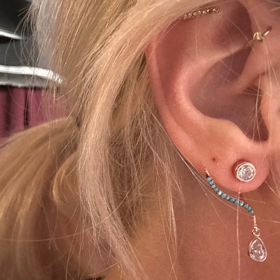 Sterling Silver Infinity Ear Climber, Crawler Earrings With Blue ...