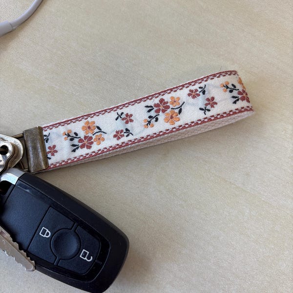 Vintage Floral Key Wristlet Key Fob, Gifts for Women, Stocking Stuffer ...