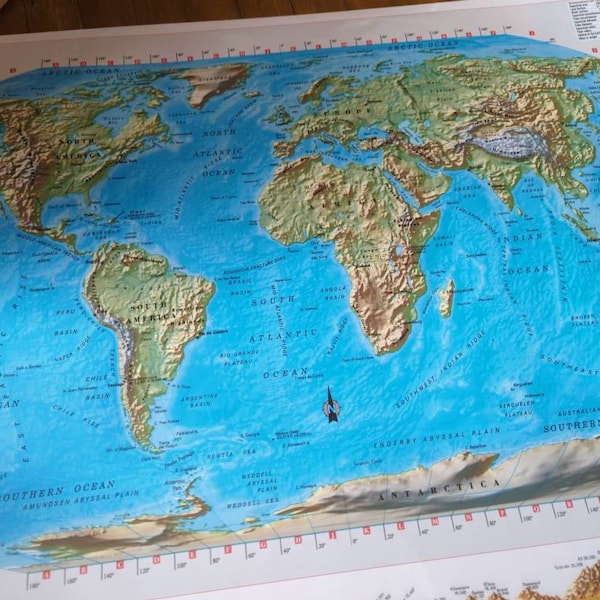World Wall Map Robinson Projection - 21"x36" Rolled Paper/laminated - Etsy