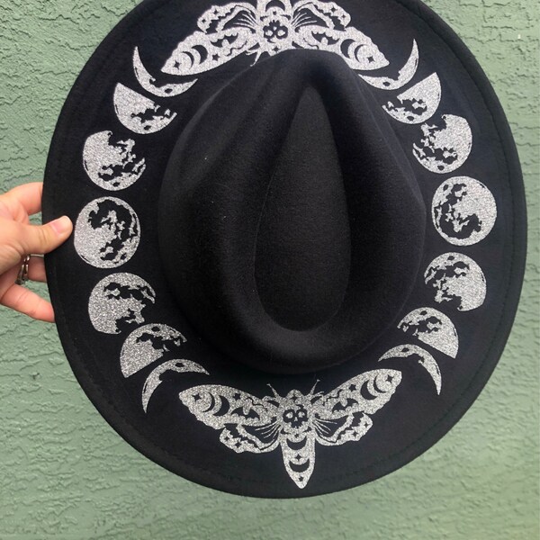 Floppy Fadora Moon Phases & Snakes Hats | Witchy Spooky Hats Moon ...