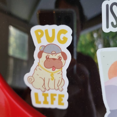 Funny Pug Sticker Dog Lover Gift Thug Cute Puppy Sticker - Etsy