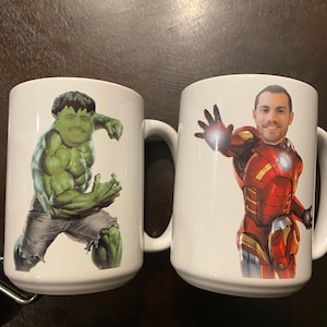 Super Hero Mugs...add Your Own Picture to These Super Hero | Etsy