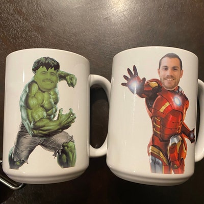Super Hero Mugs...add Your Own Picture to These Super Hero - Etsy