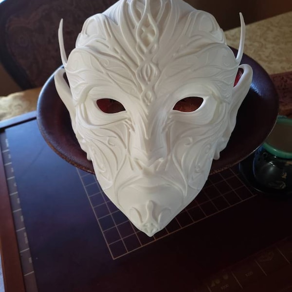 Dark Elf Full Face Mask - 3D Printed Décor, Costume, Cosplay, Unpainted ...