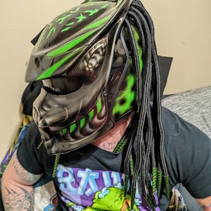 The Best Custom Predator Helmet Black Gold Fang for Motorcycle Approved ...