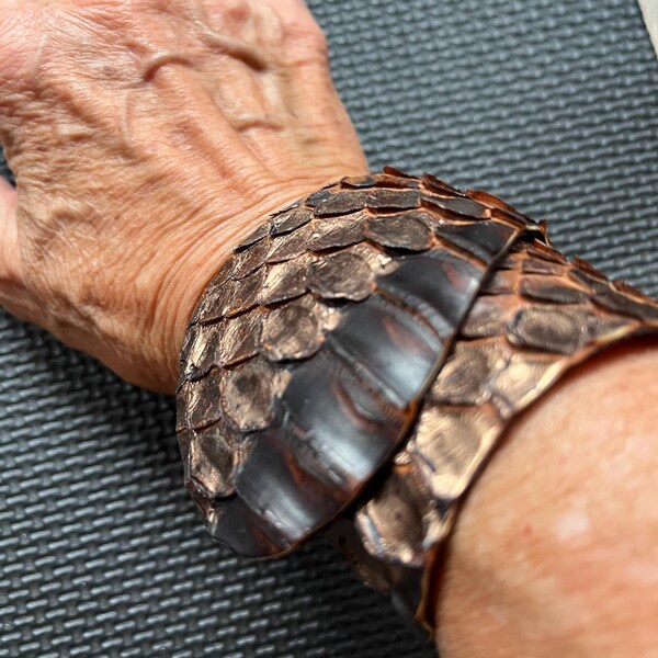 Bronze Python Cuff Bracelet, Boho Leather Bracelet for Woman, Unique ...