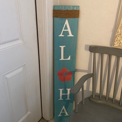 Large Aloha Sign With Hibiscus Tropical Welcome Wood Sign Any Symbol ...