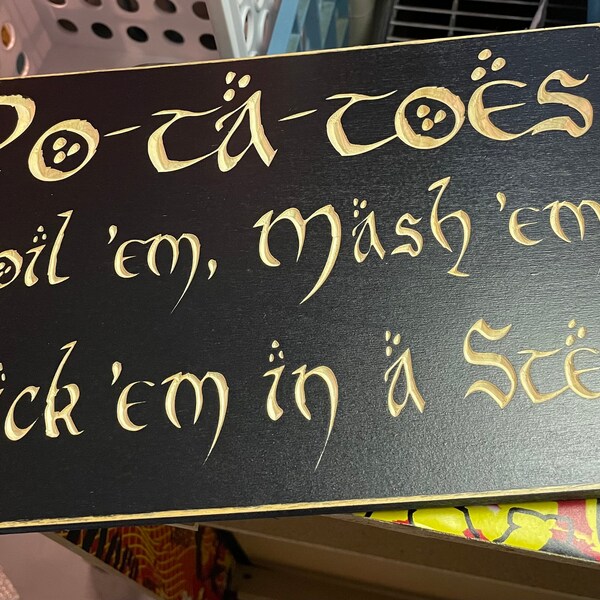 Potatoes Taters Engraved Wood Sign Hobbit Meals Menu Lord of the Rings ...