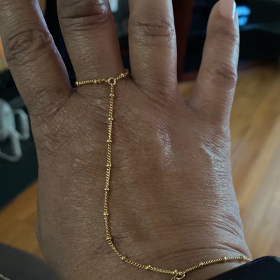 Beaded Hand Chain / Ring Bracelet in 14/20 Gold-fill - Etsy