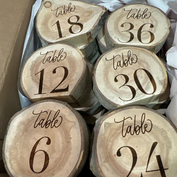 Engraved Wedding Table Numbers - Rustic Table Decor - Wooden Table ...