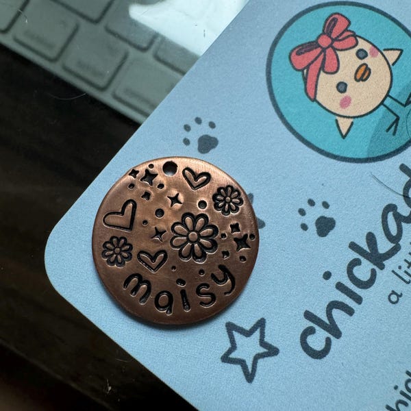 Pewter Pet Tag Organic Unique Special Rust-proof ID Tag Silver-tone ...