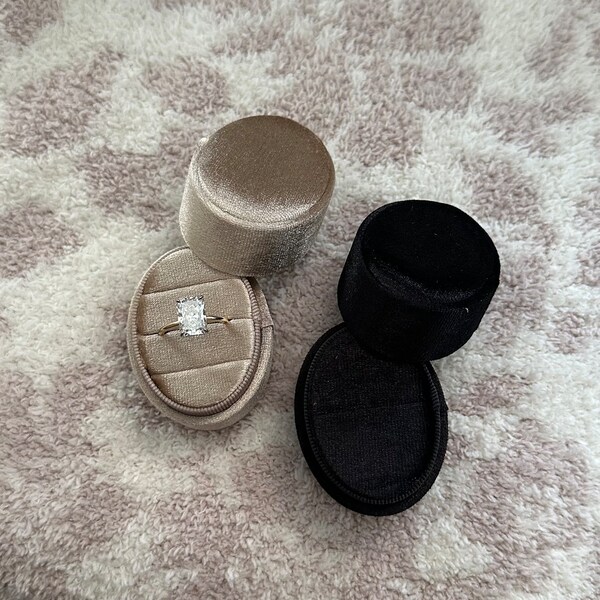 Velvet Ring Box Champagne Taupe | Custom Wedding Ring Box | Triple Slot ...