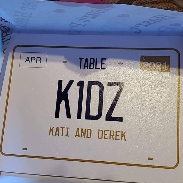 Wedding License Plate Car Theme Table Numbers Sign Custom Customize ...
