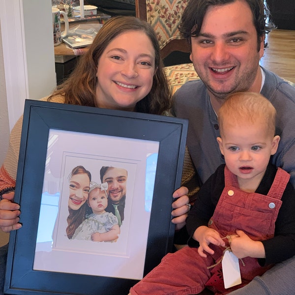 Personalised Family Line Portrait, Family Sketch, Detailed Line People ...