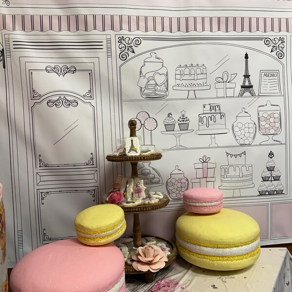 Printable Patisserie Party Backdrop, Bake Shop Backdrop, Parisian Cafe ...