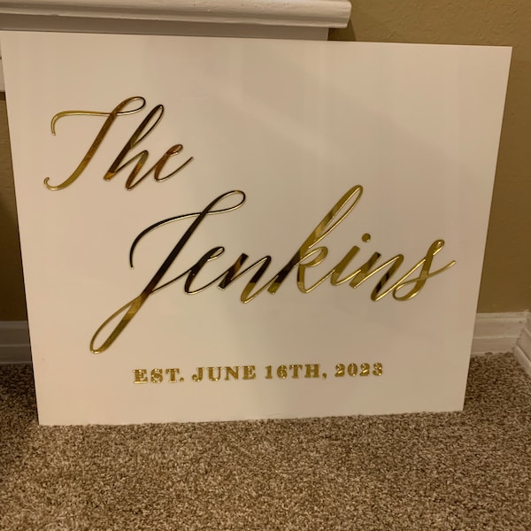 Personalized Gold Welcome Sign, Last Name Welcome Sign, Modern ...