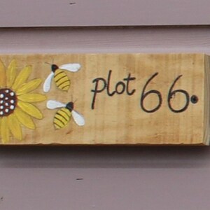 Personalised Allotment Plot Number Sign Sunflower Bees Hand Made Hand ...