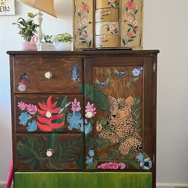 Eclectic Secretary Desk Hand Painted Fairy Tale Inspired Bureau Bedroom ...