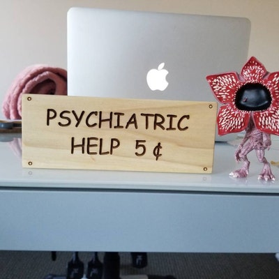 Psychiatric Help 5 Cents, Wooden Block Sign, Lucy Sign, Charlie Brown ...
